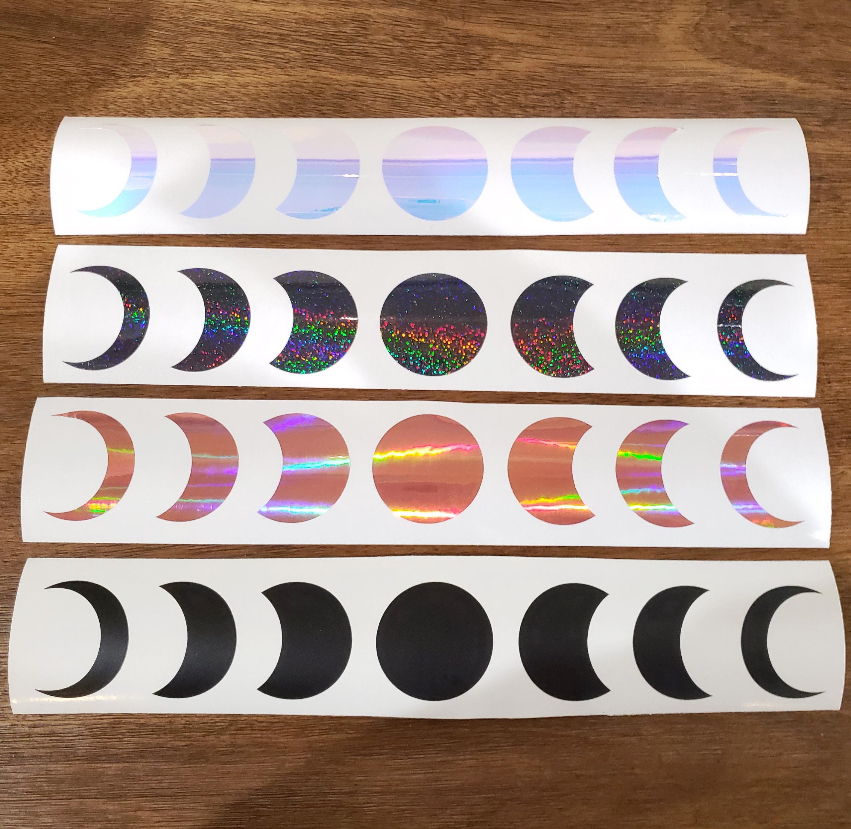 Moon Phases Vinyl Decal Stickers. Holographic Solid Color | Etsy