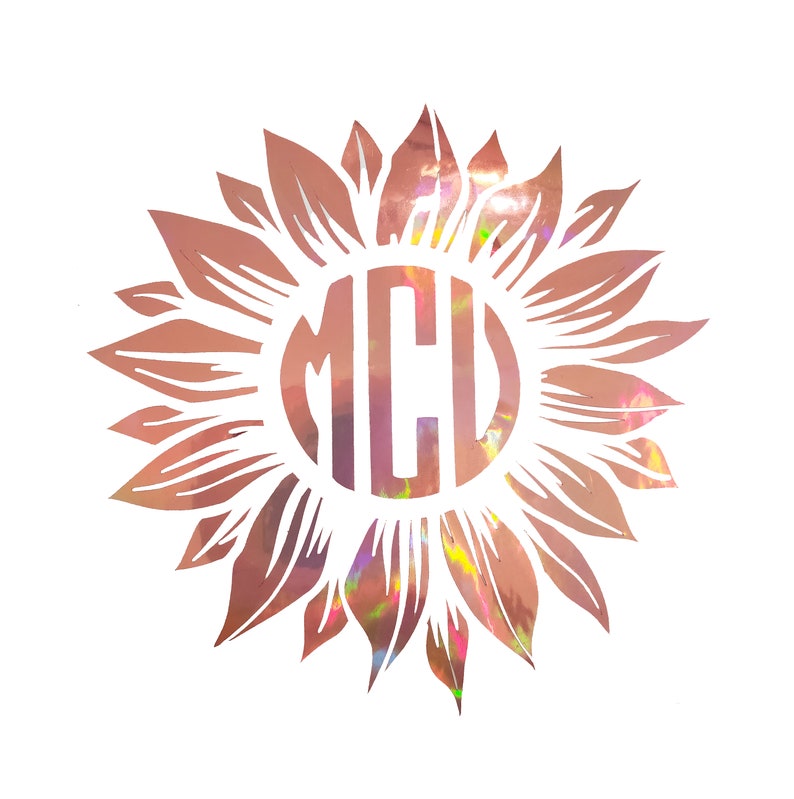 Custom Sunflower Monogram Vinyl Decal Sticker. Holographic or | Etsy
