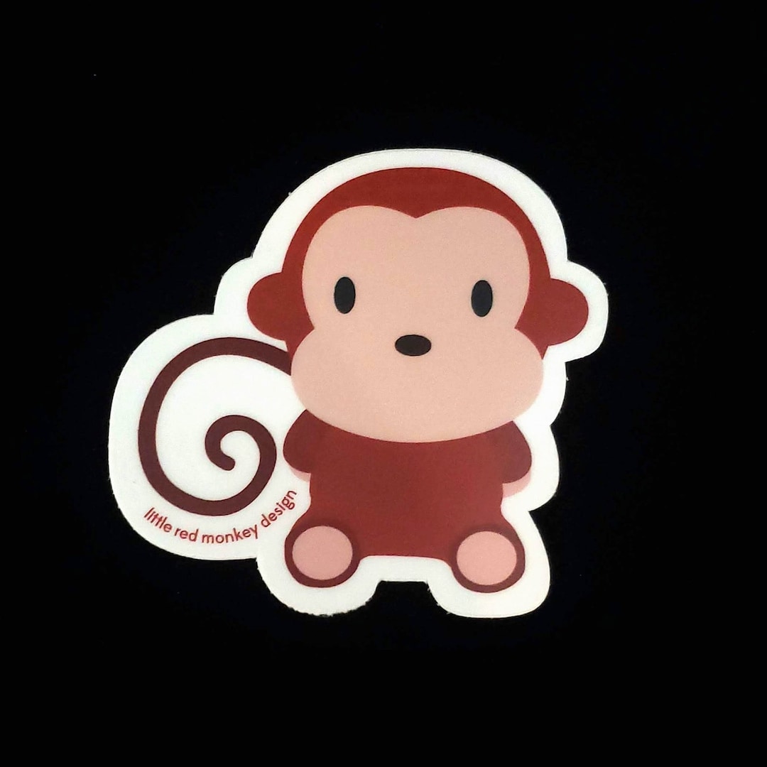 Little Red Monkey 2" Sticker - Etsy