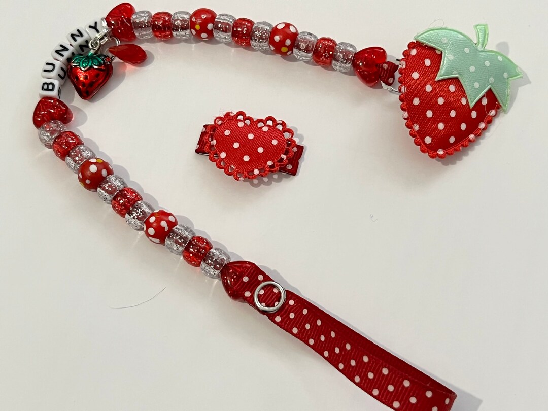 New! Strawberry Personalised Dummy Pacifier Clip With Free Hair Clip ...