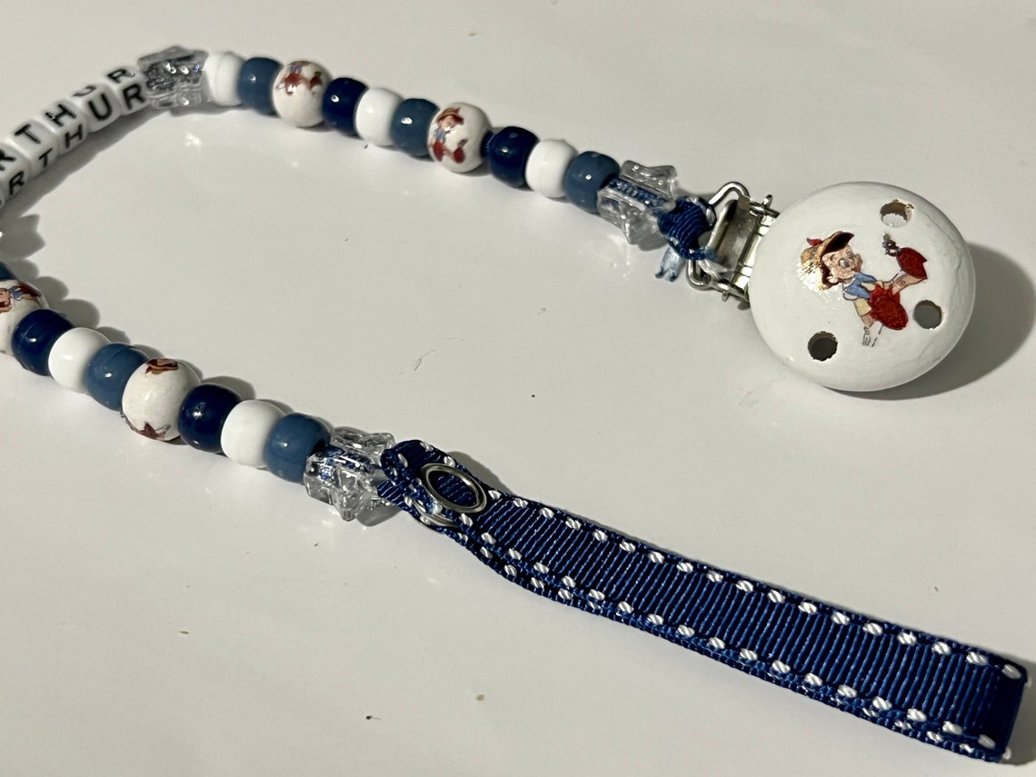 New Navy Blue Pinocchio Personalised Dummy Pacifier Clip With - Etsy UK