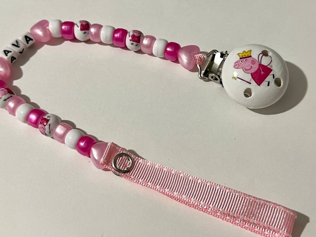 New Beautiful Peppa Pig Personalised Dummy Pacifier Clip With Peppa Pig ...