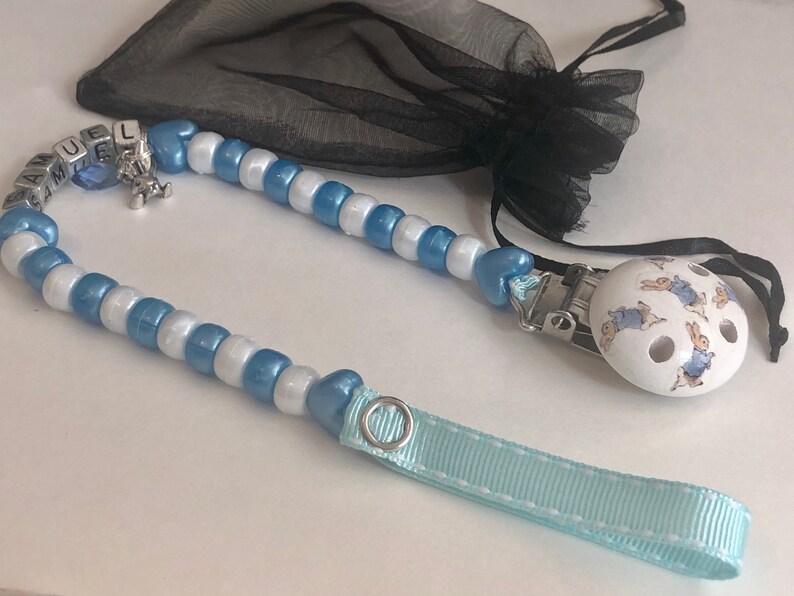 New! Sweet Baby Blue Peter Rabbit Personalised Dummy Pacifier Clip - Etsy