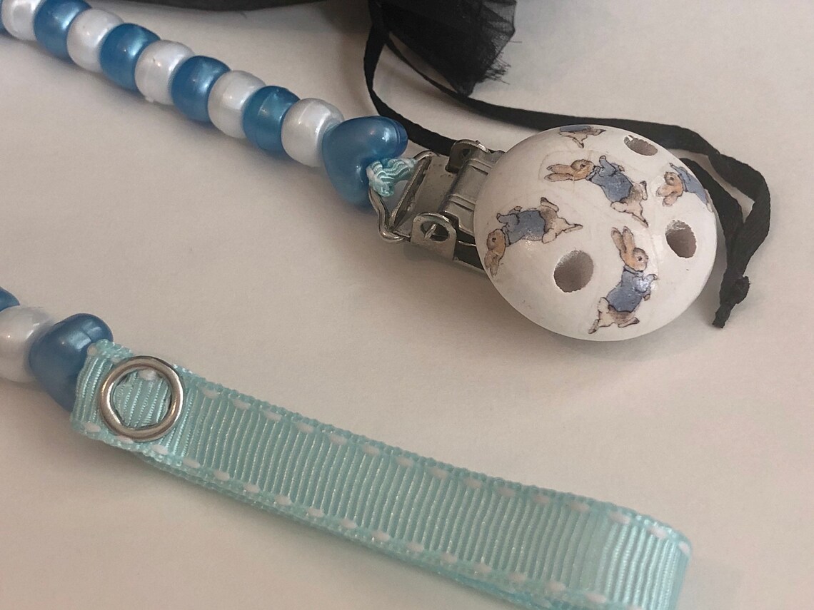New! Sweet Baby Blue Peter Rabbit Personalised Dummy Pacifier Clip - Etsy