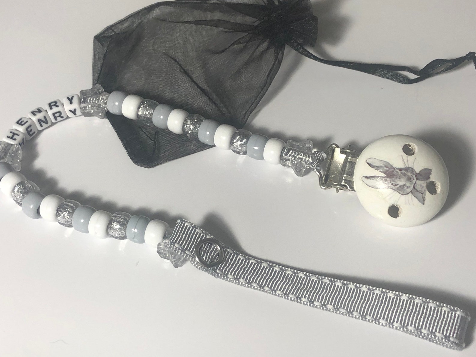 New Grey Peter Rabbit Personalised Dummy Pacifier Clip - Etsy UK