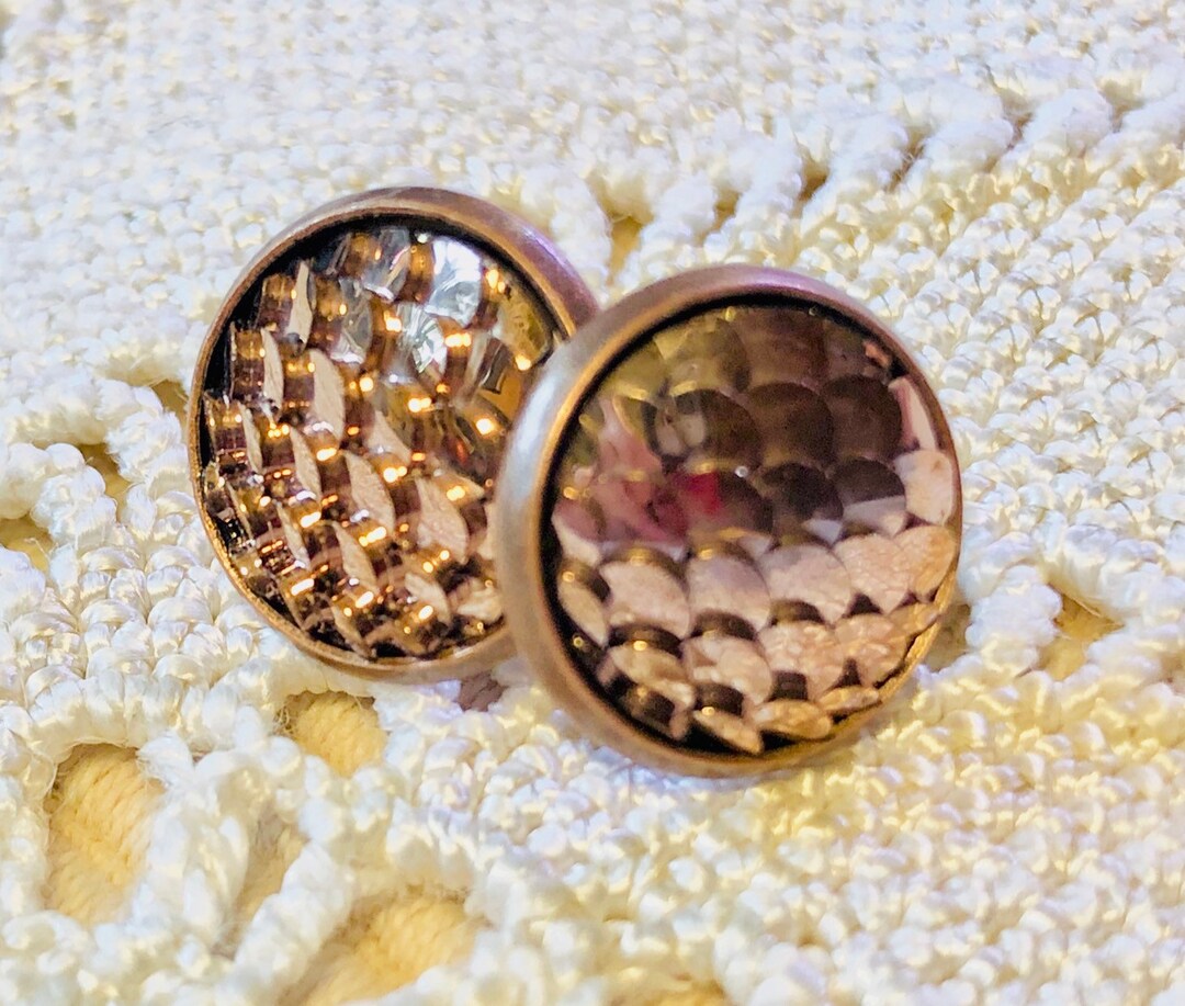 Copper Dragon Scales Stud Earrings Metallic 12mm Pierced - Etsy