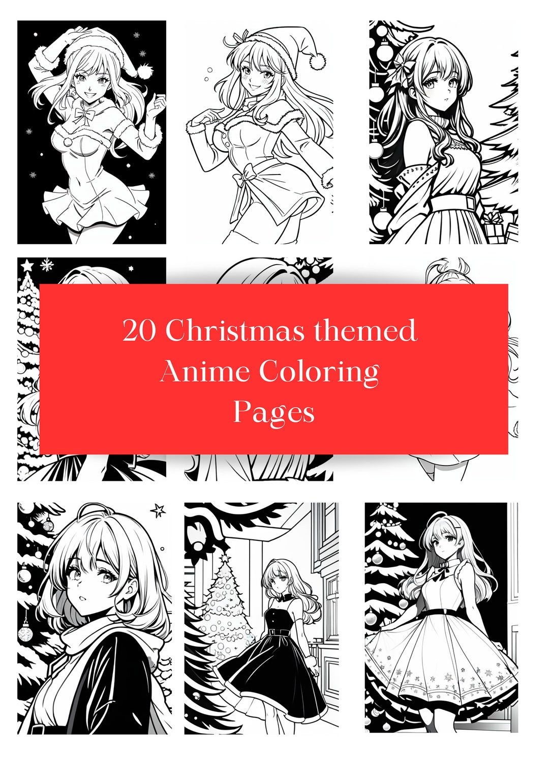 Christmas Anime Coloring Pages Digital Prints Coloring - Etsy