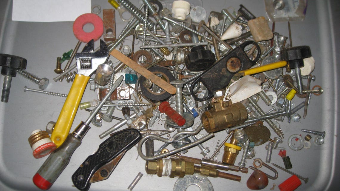 Grandpa's Junk Drawer Bolts, Nuts, Nails, Wood Screws, Sheet Metal ...