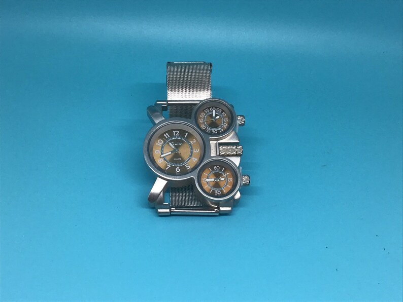 Wrist Watch Mens 3 Face Silver - Etsy