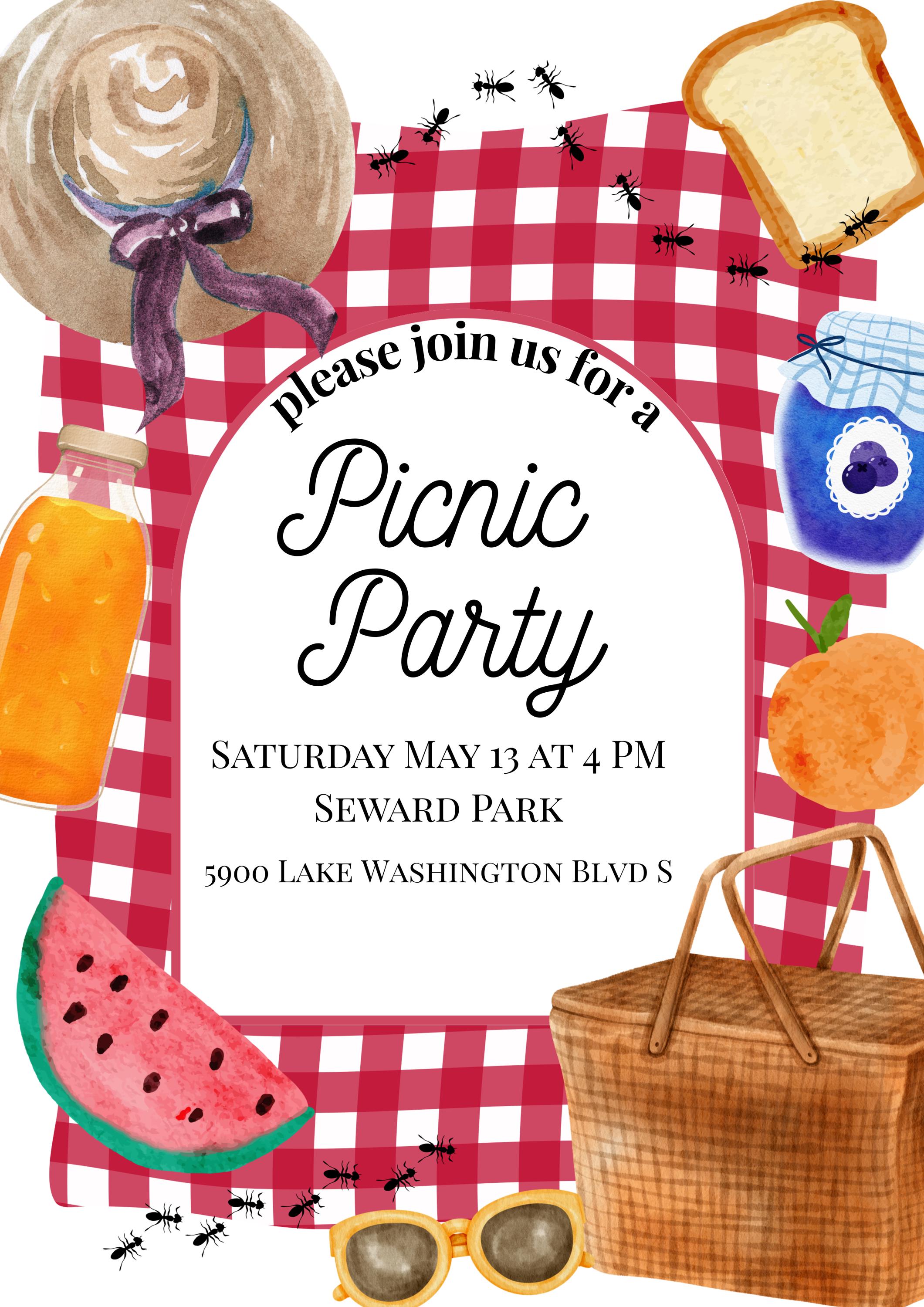 Summer Picnic Party Themed Invitation Canva Template - Etsy