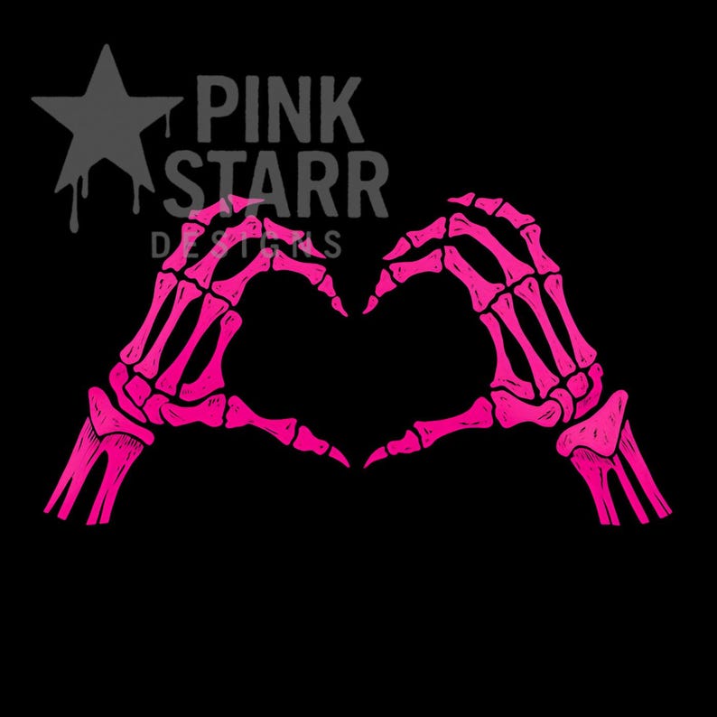 Pink Skeleton Heart Hands PNG – Gothic Valentine Clipart (digital ...
