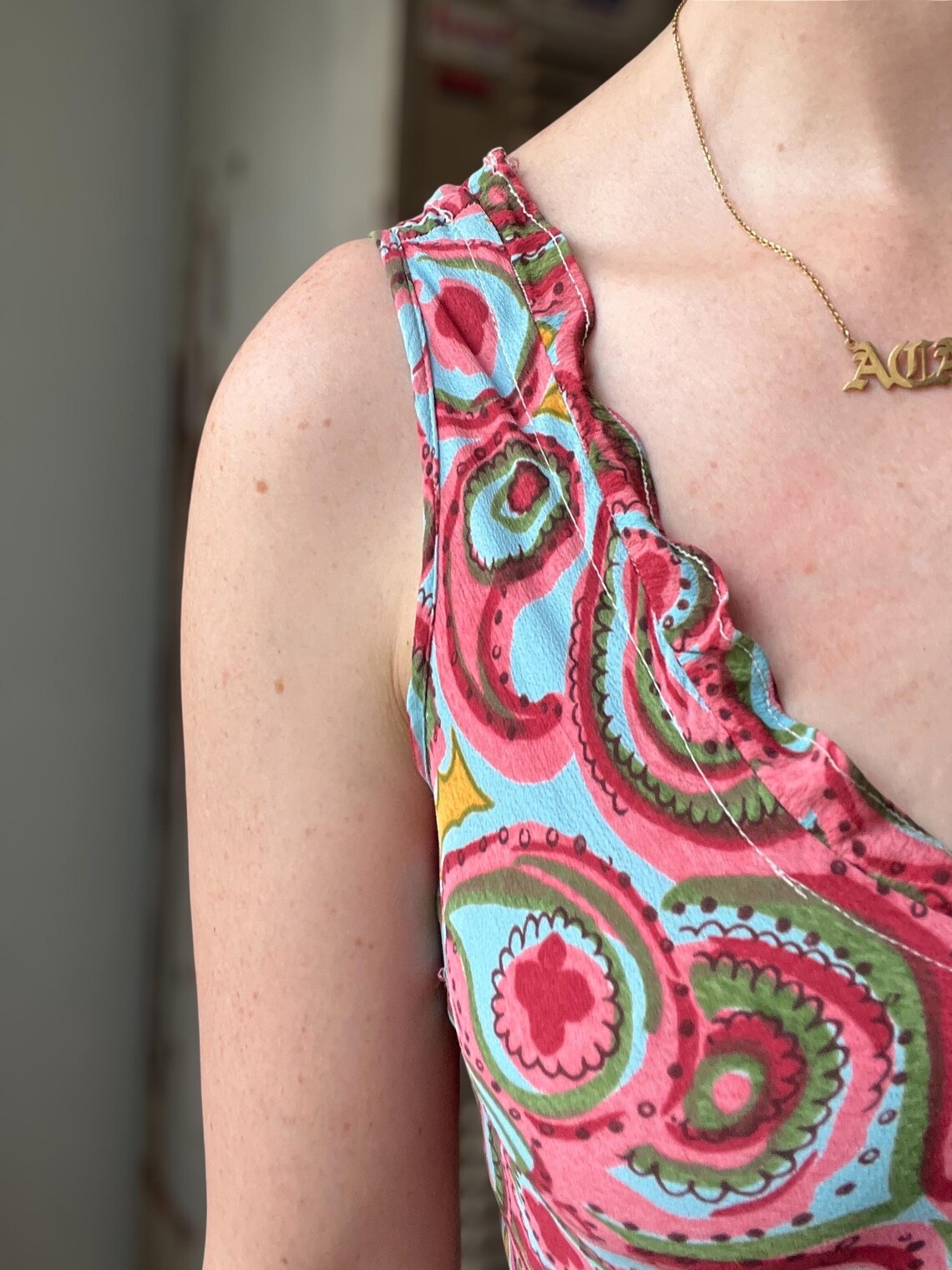 Vintage 90s Angie Slip Dress | Paisley Boho Print | Rayon Bias Cut ...