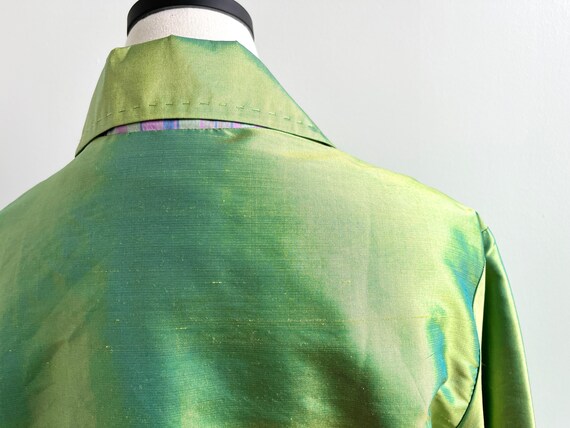 Y2K vintage silk slime green silk jacket taffeta 2000s - Gem