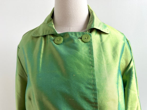 Y2K vintage silk slime green silk jacket taffeta 2000s - Gem