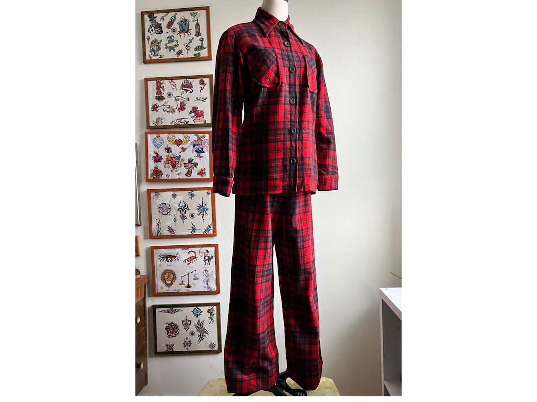 70s Pendleton Wool Plaid Pant Suit Set 26W Vintage - Etsy