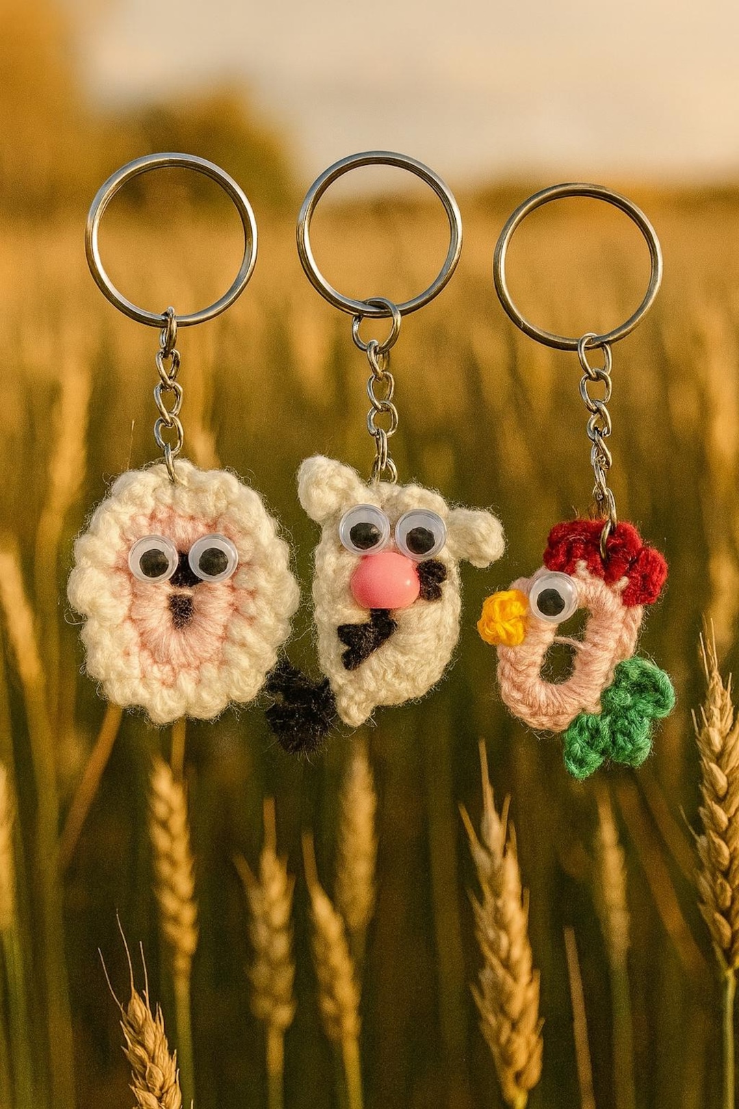 Barnyard Buddies Animal Pull Tab Keychains – Cow, Chicken & Sheep ...