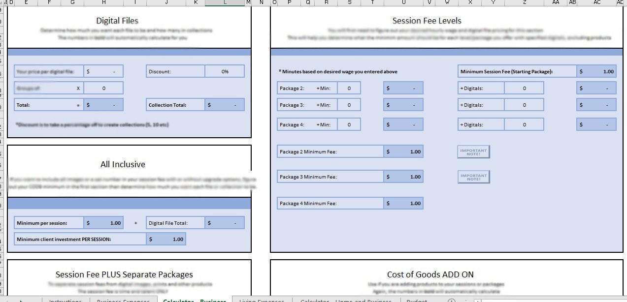 All in One Complete CODB Calculator for Photographers - Etsy