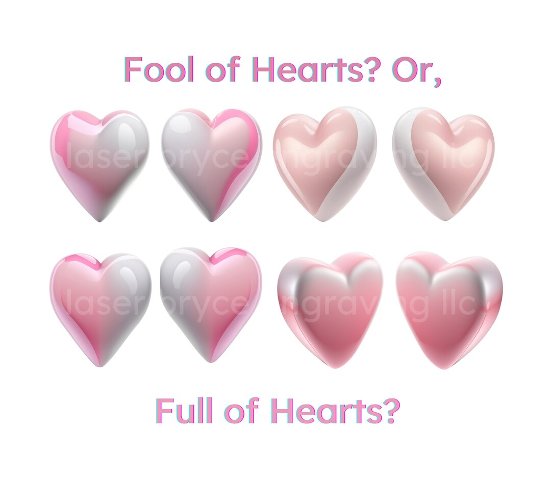 Pink Heart Stickers, Digital Download, 3D, Full HD, 8K Heart Image ...