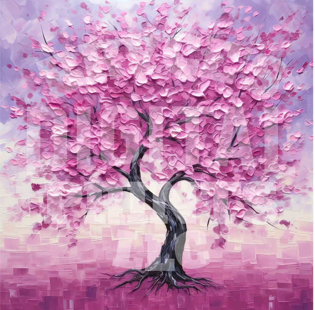 Acrylic Cherry Blossom Tree, Digital Download Acrylic Canvas Painting ...