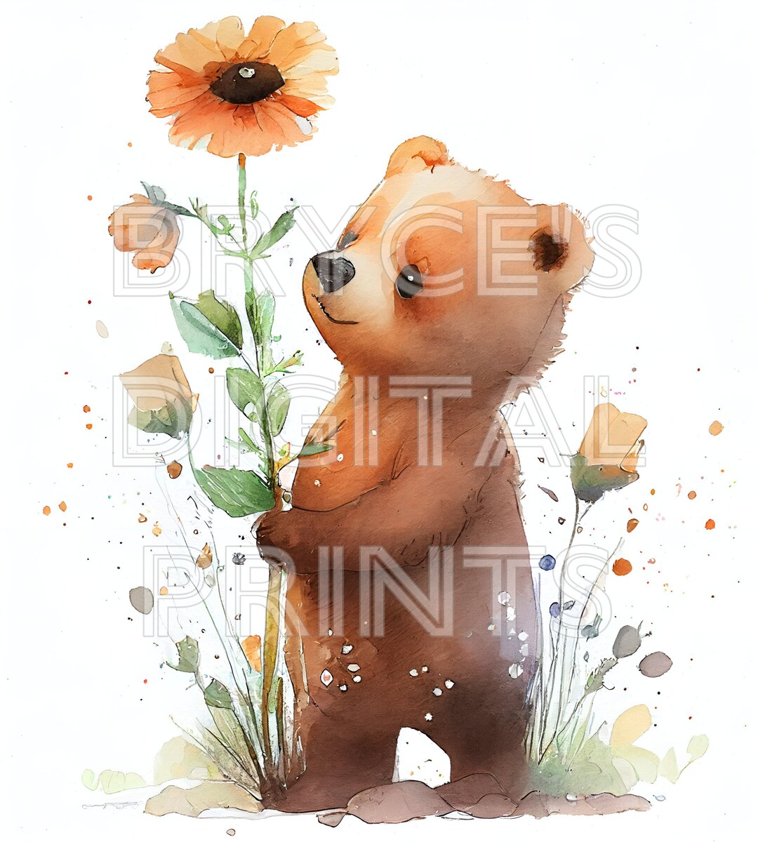 Watercolor Bear, Watercolor Baby Bear, Digital Download, Teddy Bear ...