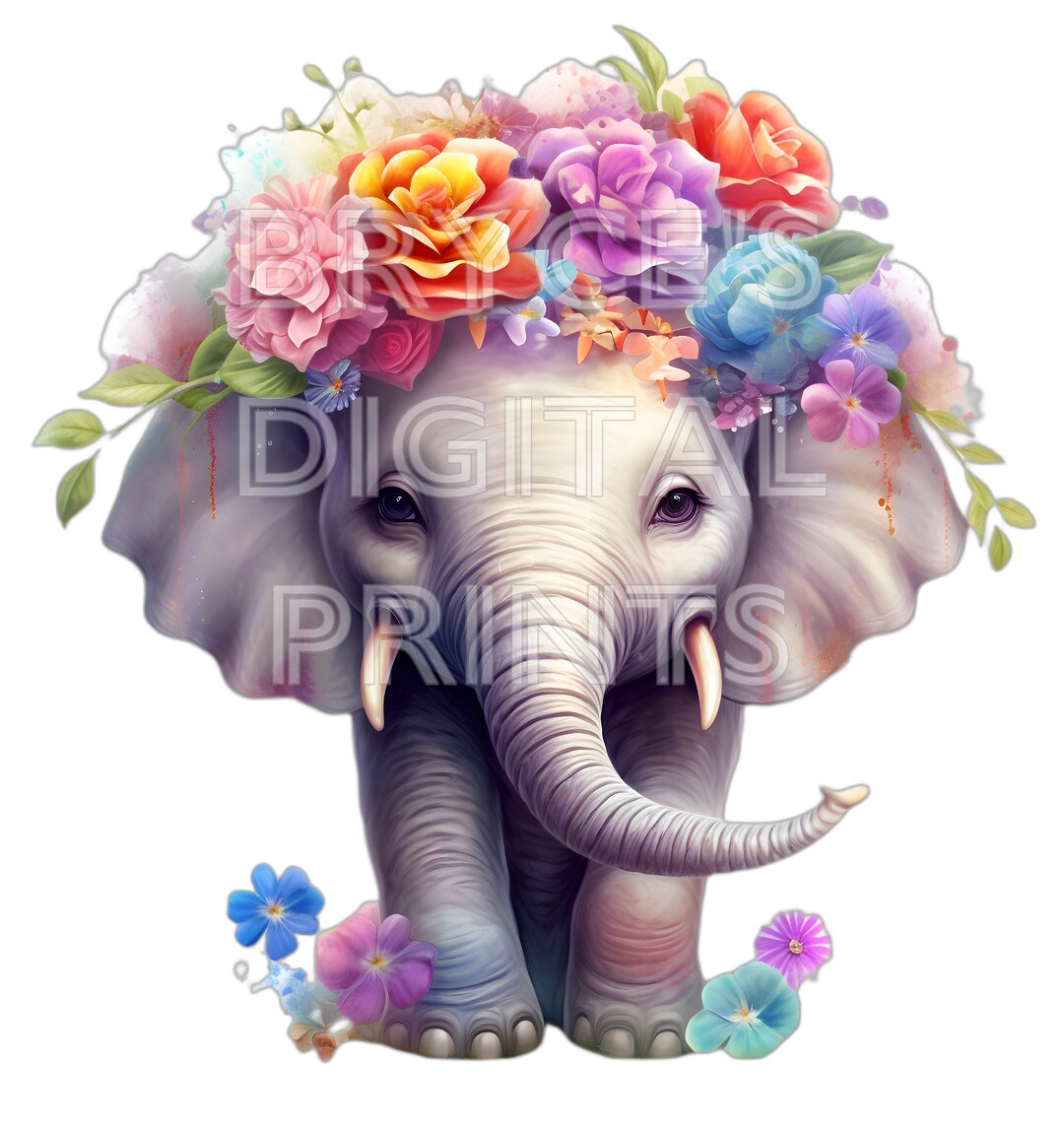 Elephant Watercolor Clipart, Digital Download, Watercolor Elephant ...