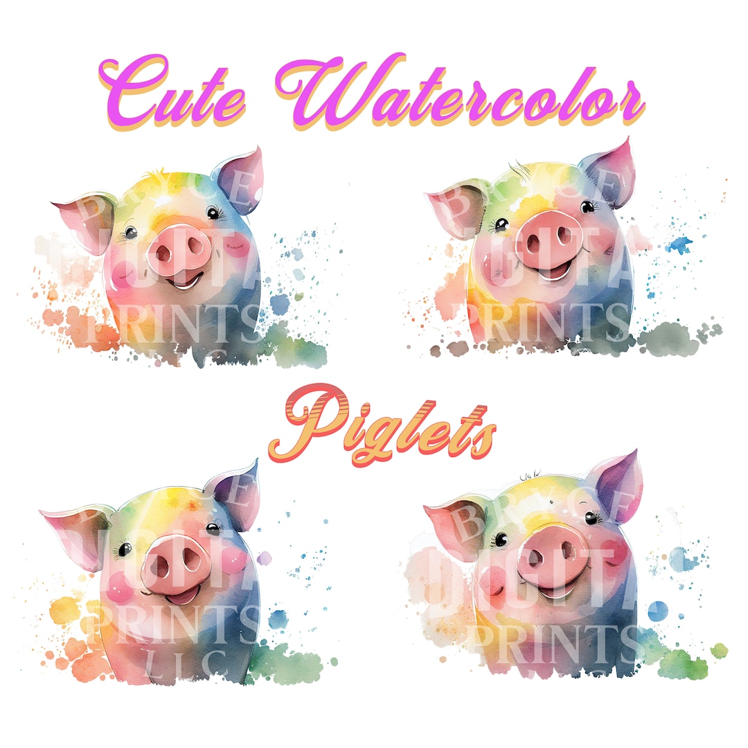 Watercolor Pig Digital Download Piggy Clipart Watercolor Piglet Pig ...