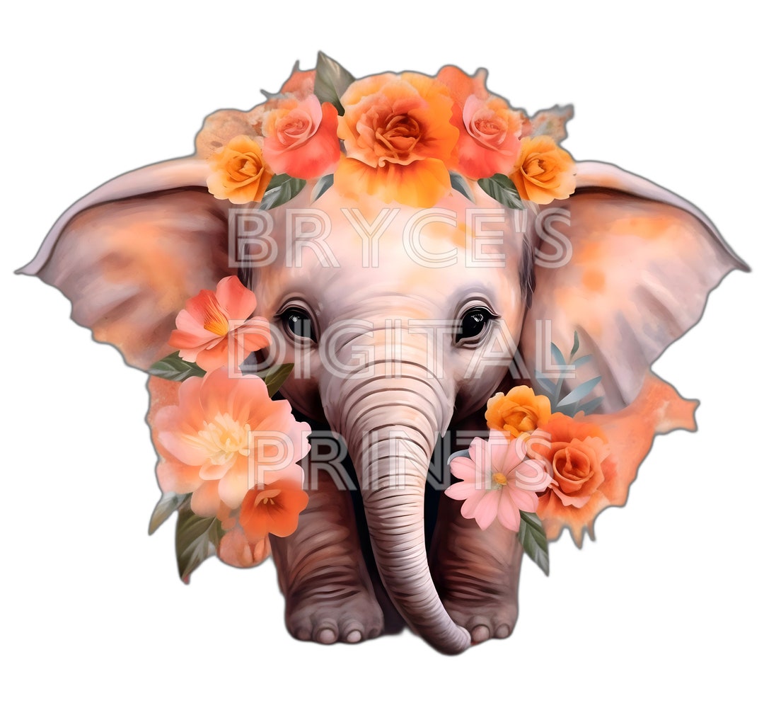 Elephant Watercolor Clipart, Digital Download, Watercolor Elephant ...