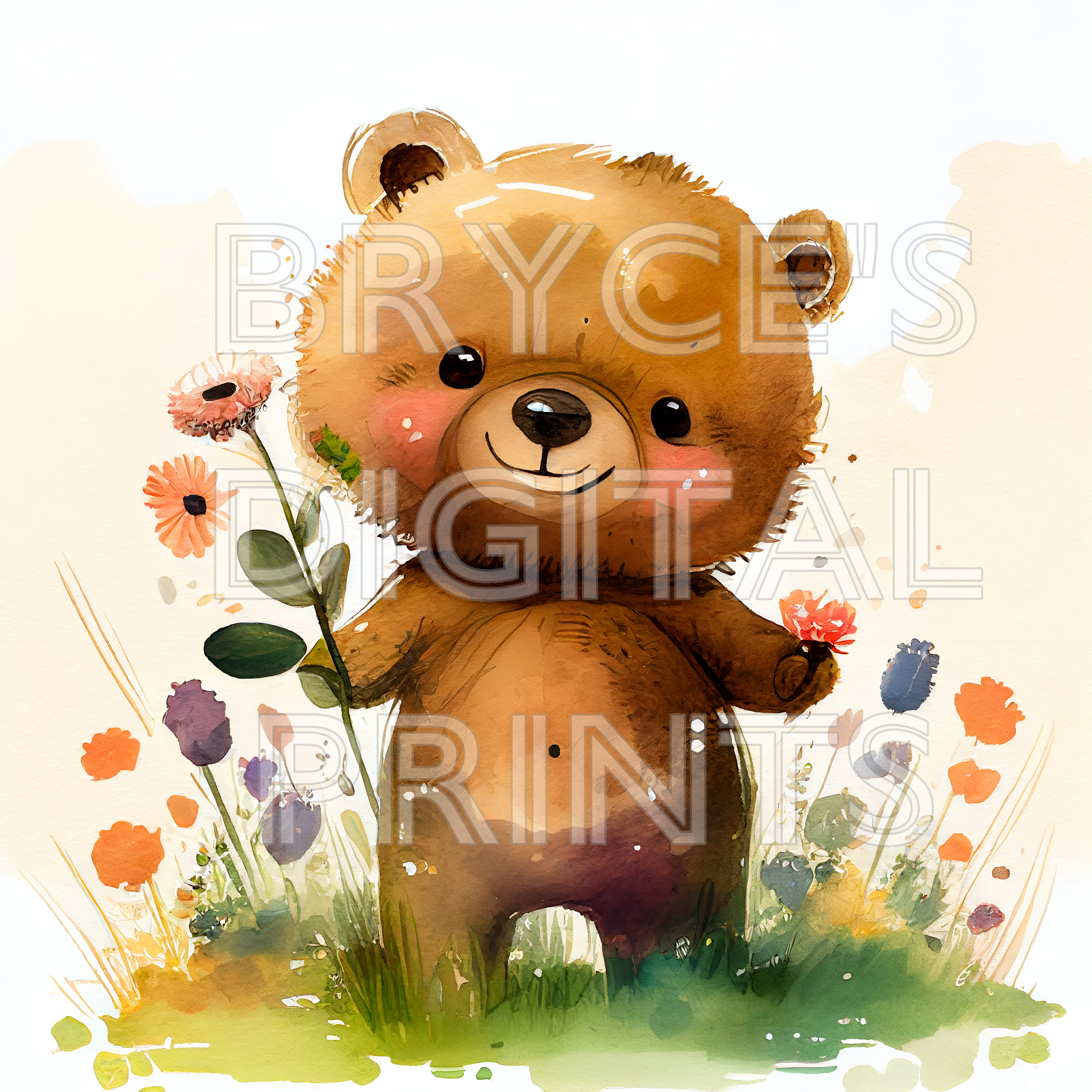 Watercolor Bear, Watercolor Baby Bear, Digital Download, Teddy Bear ...
