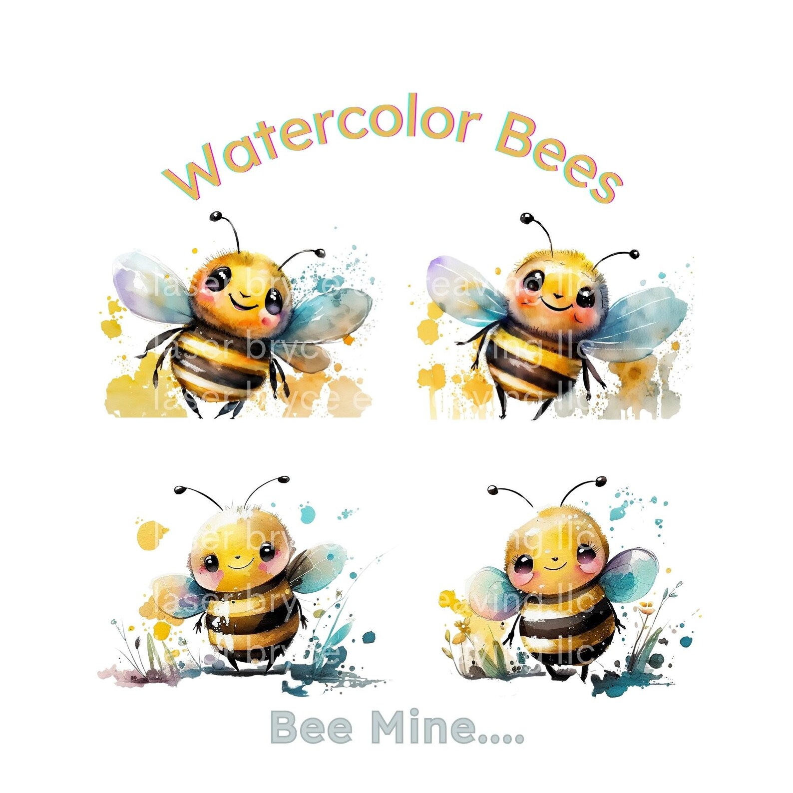 Watercolor Bee, Digital Download, Bee Clipart, Watercolor Clipart ...
