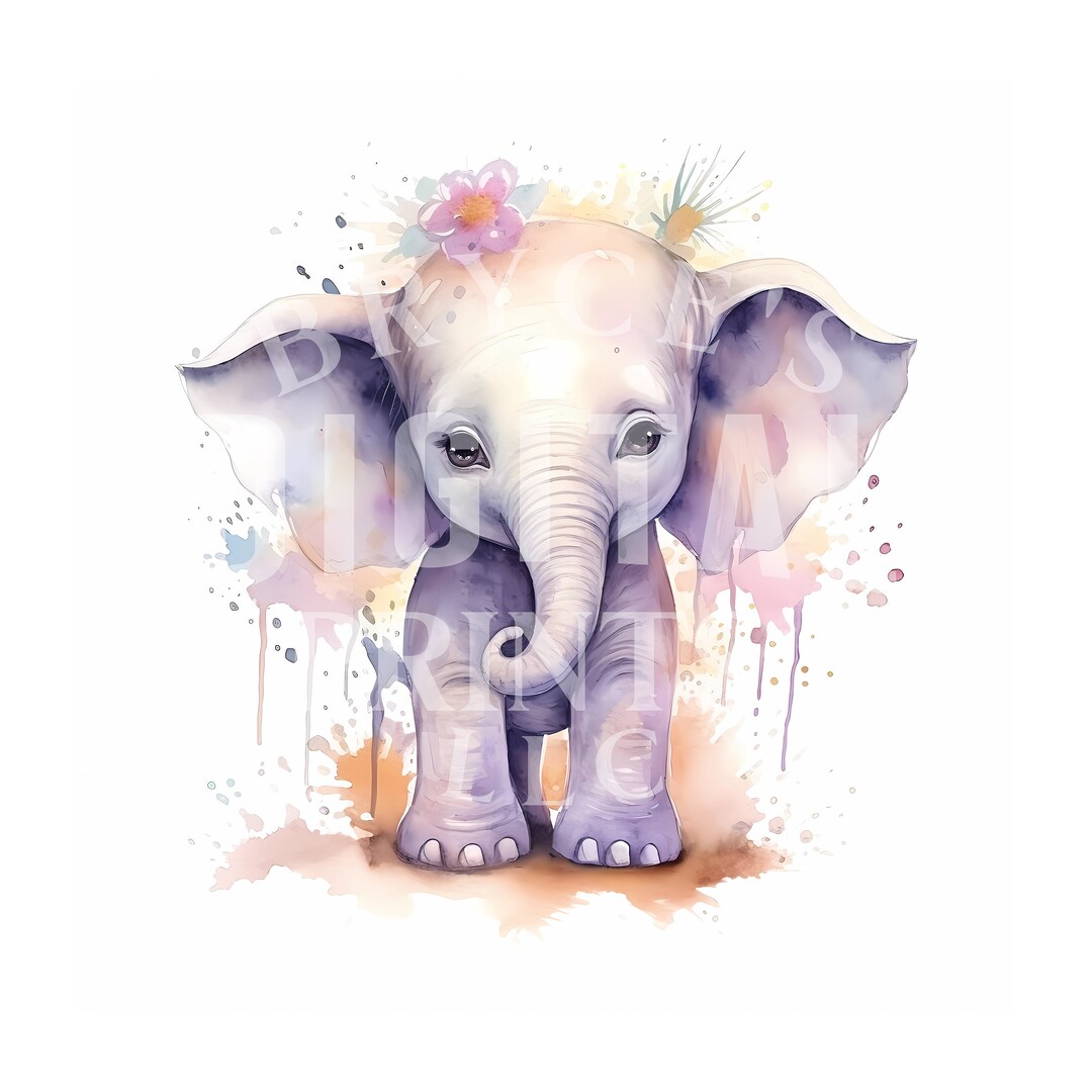 Elephant Watercolor Clipart, Digital Download, Watercolor Elephant ...