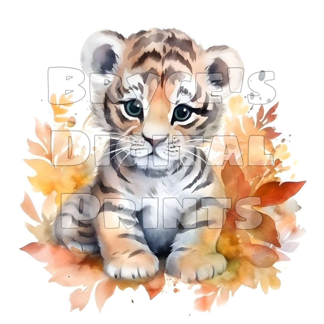 Watercolor Baby Tiger, Digital Download, Baby Tiger, Tiger Cub, Baby ...