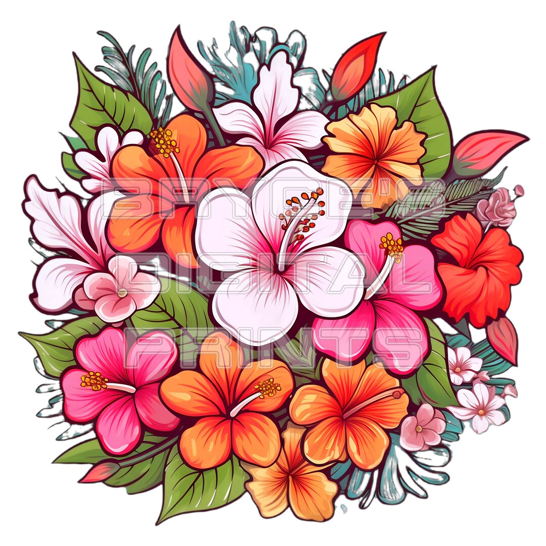 Watercolor Hibiscus, Digital Download, Hibiscus Clipart, Hawaiian ...