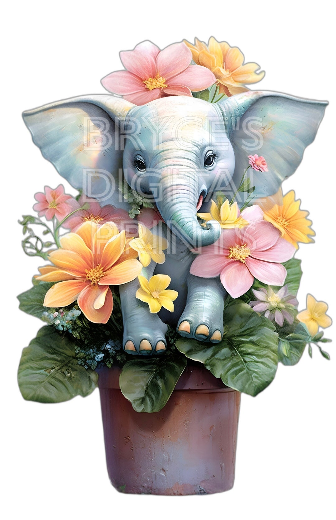 Elephant Watercolor Clipart, Digital Download, Watercolor Elephant ...