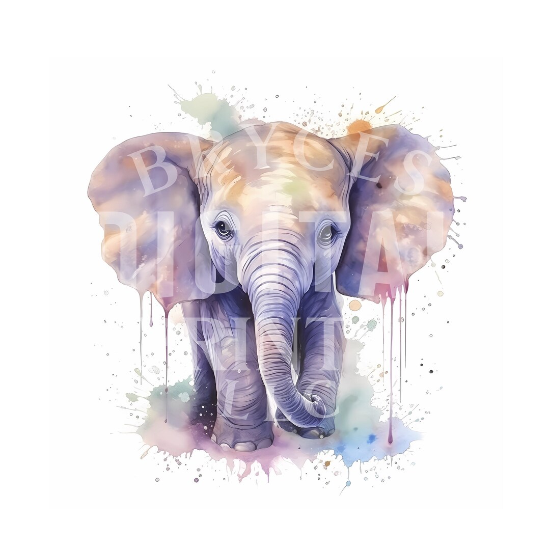 Elephant Watercolor Clipart, Digital Download, Watercolor Elephant ...