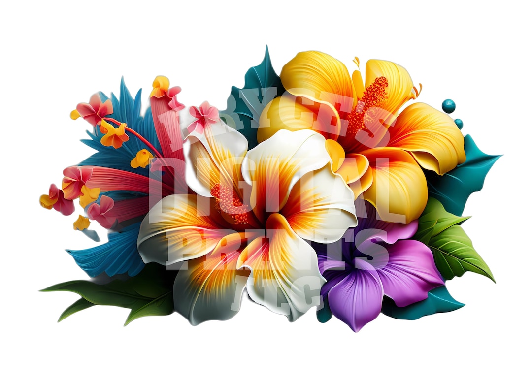 Hibiscus Hawaiian Hibiscus Digital Download Hibiscus Clipart Hawaiian ...