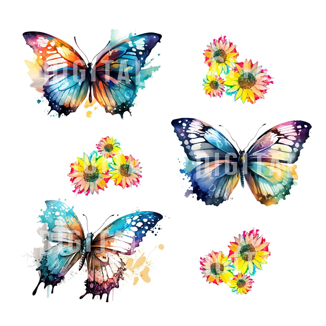 Watercolor Butterfly, Digital Download, Butterfly Clipart, Watercolor ...