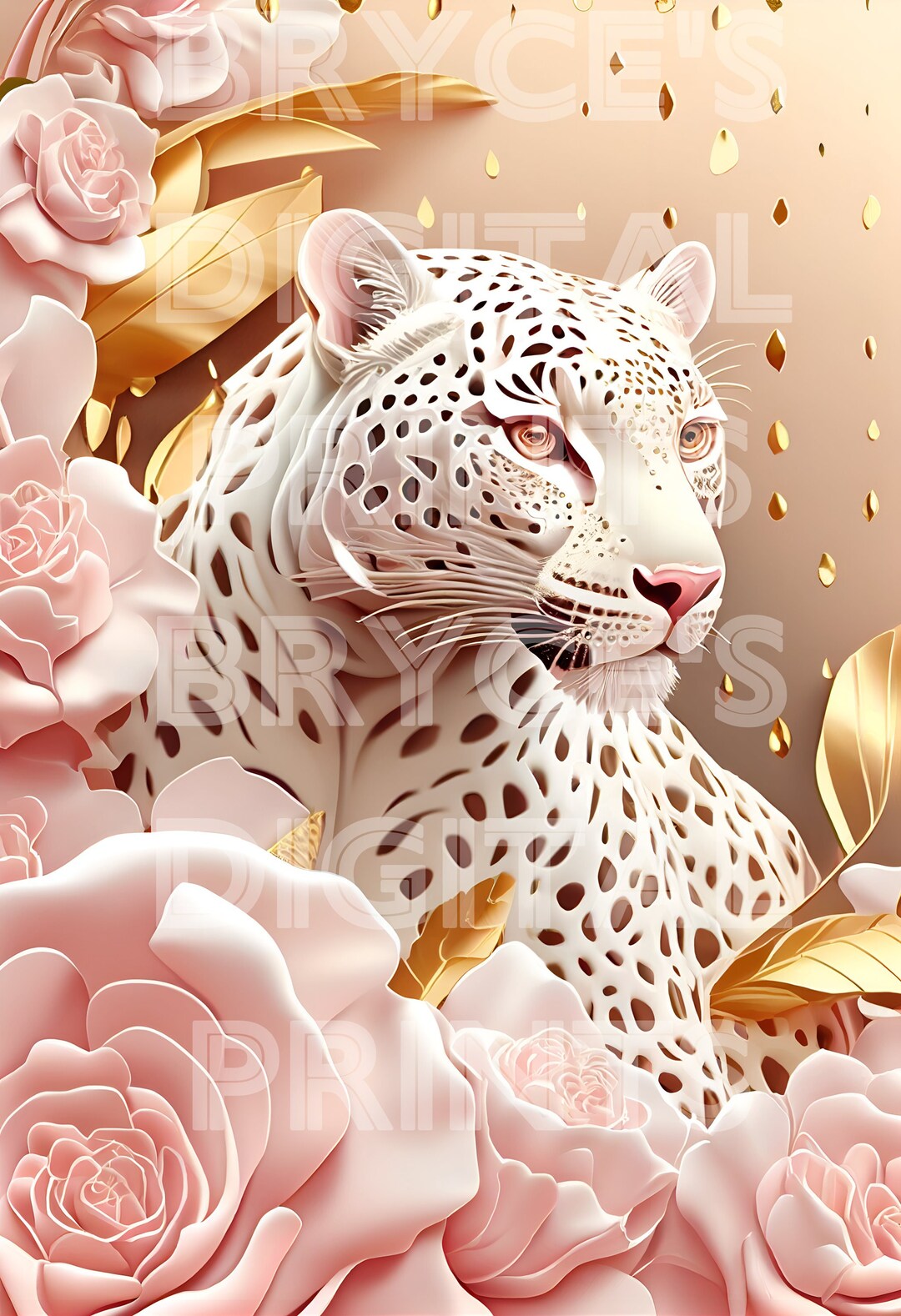 Leopard, Digital Download, Printable Wall Art, Leopard Print, White ...