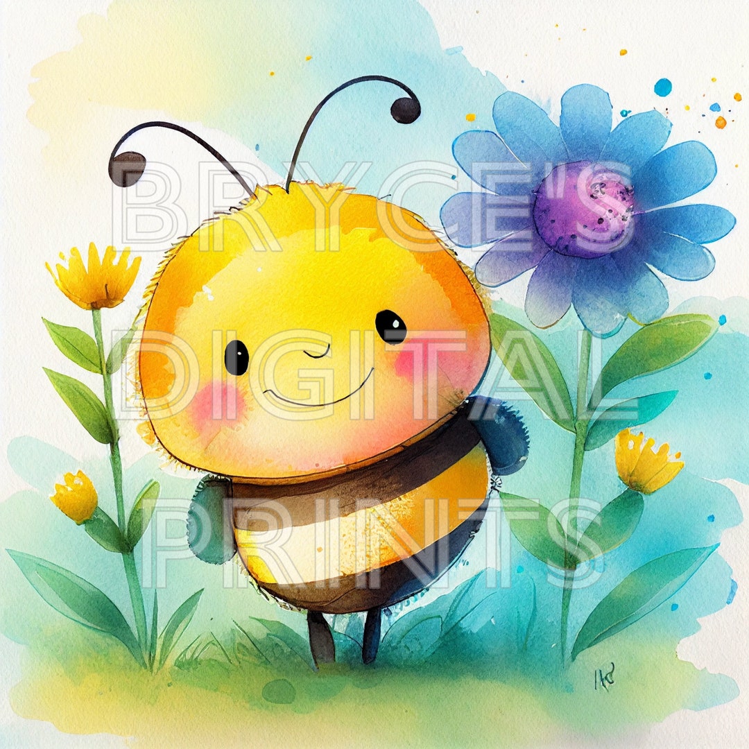 Watercolor Bee, Digital Download, Bee Clipart, Watercolor Clipart ...
