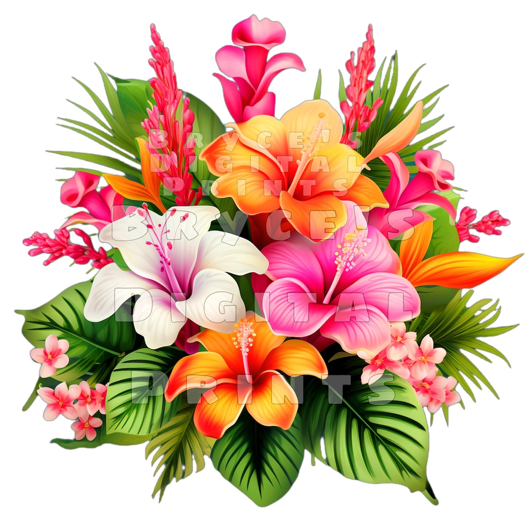 Watercolor Hibiscus Flowers, Digital Download, Hibiscus Clipart ...