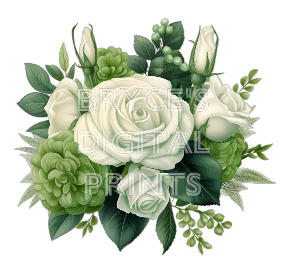 Bouquet of Realistic Roses Digital Download Flower Clipart Floral ...