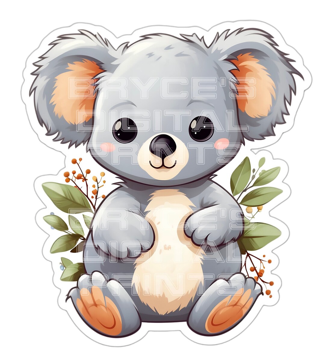 Cute Koala Vinyl Sticker, Digital Download, Koala Sticker, Sticker ...