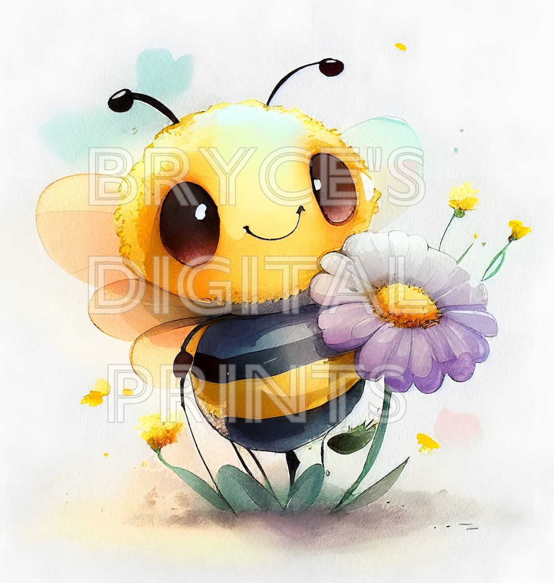 Watercolor Bee, Digital Download, Bee Clipart, Watercolor Clipart ...