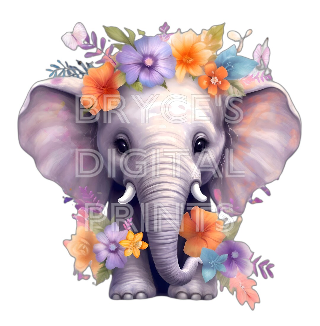 Elephant Watercolor Clipart, Digital Download, Watercolor Elephant ...