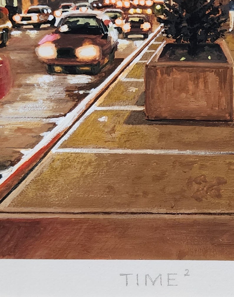 Don Jacot, Time Squared, 1989 Original Framed Gouache, Time Square, NYC ...