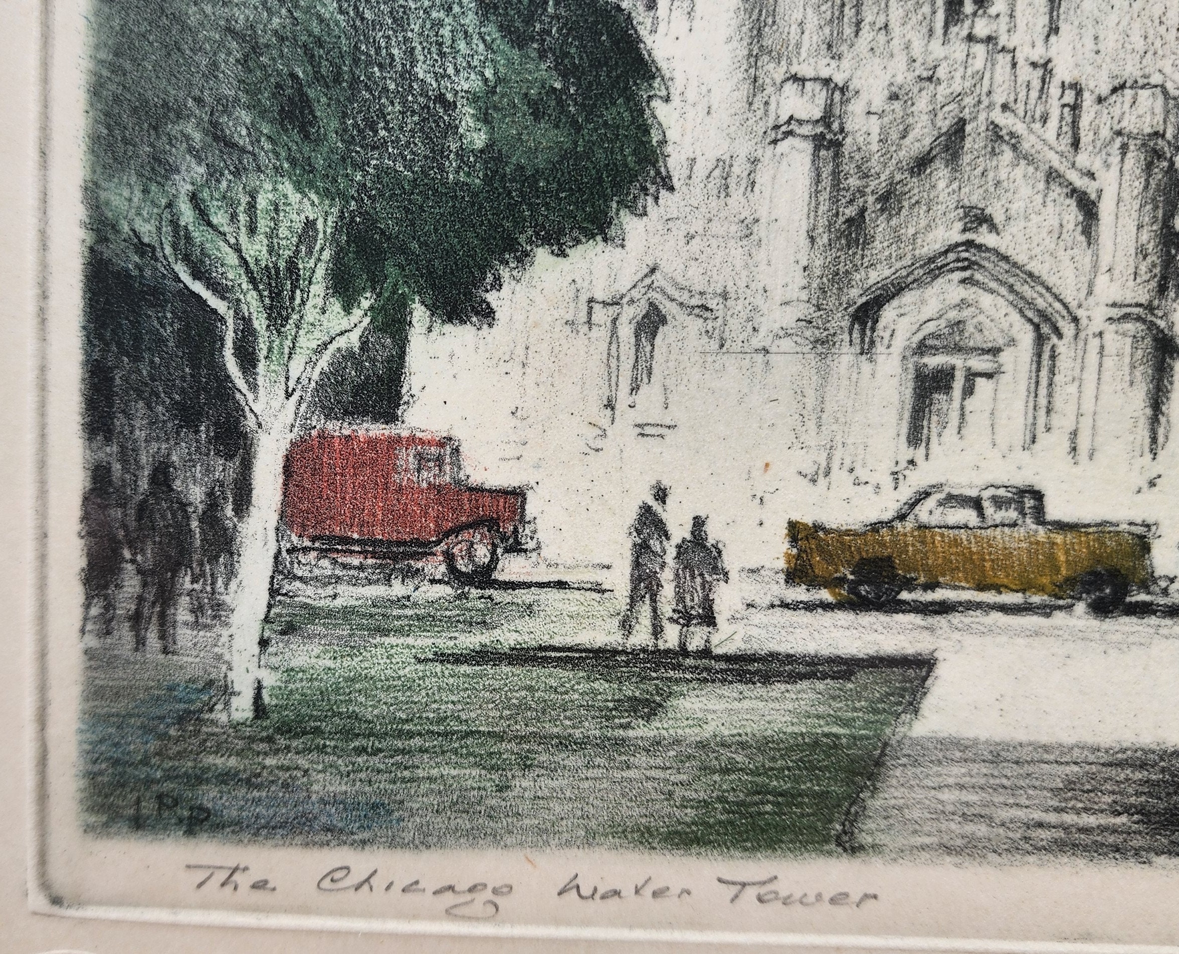 Leon Rene Pescheret, Chicago Water Tower, 1930s Etching Aquatint ...