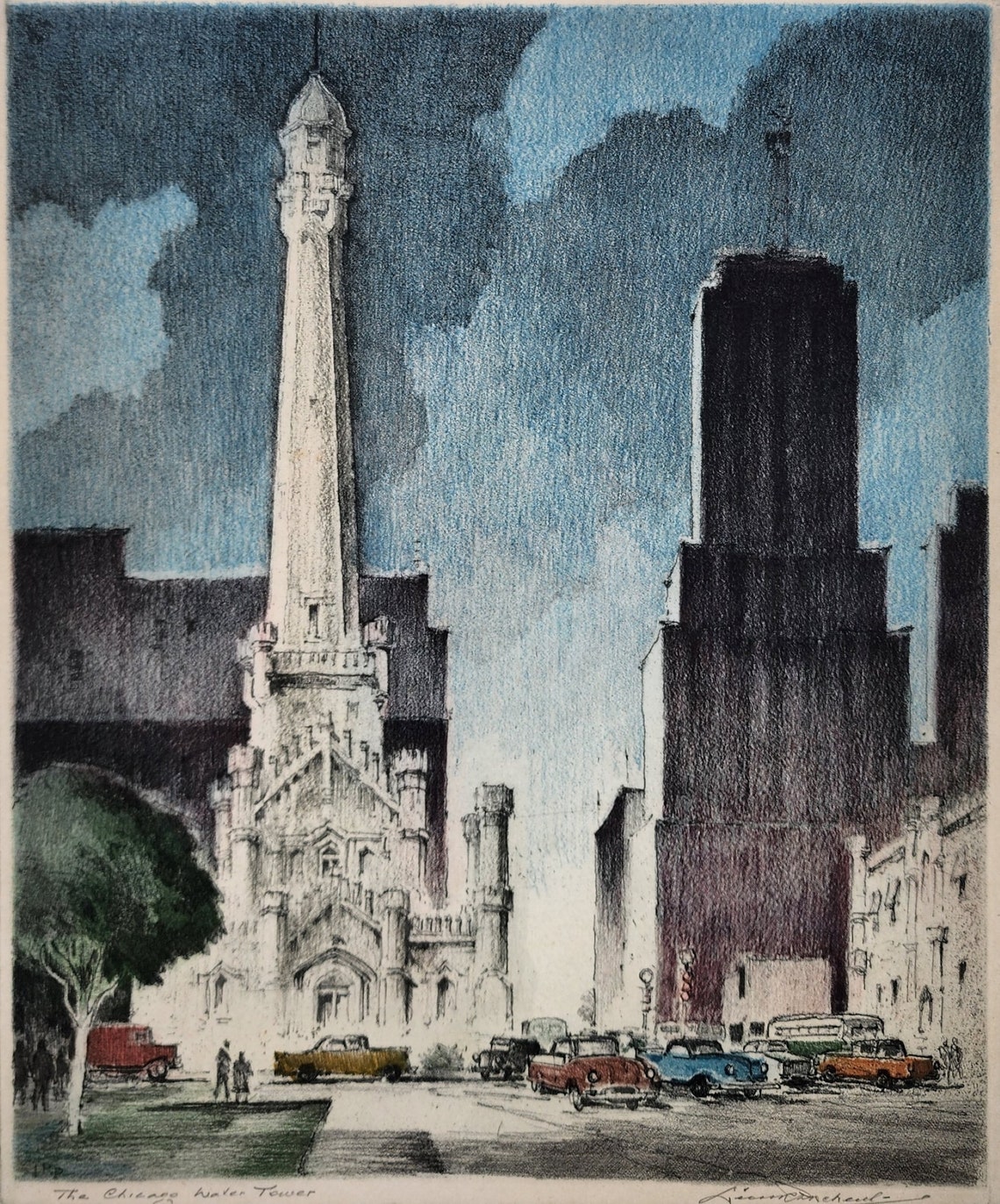 Leon Rene Pescheret Chicago Water Tower 1930s Etching - Etsy