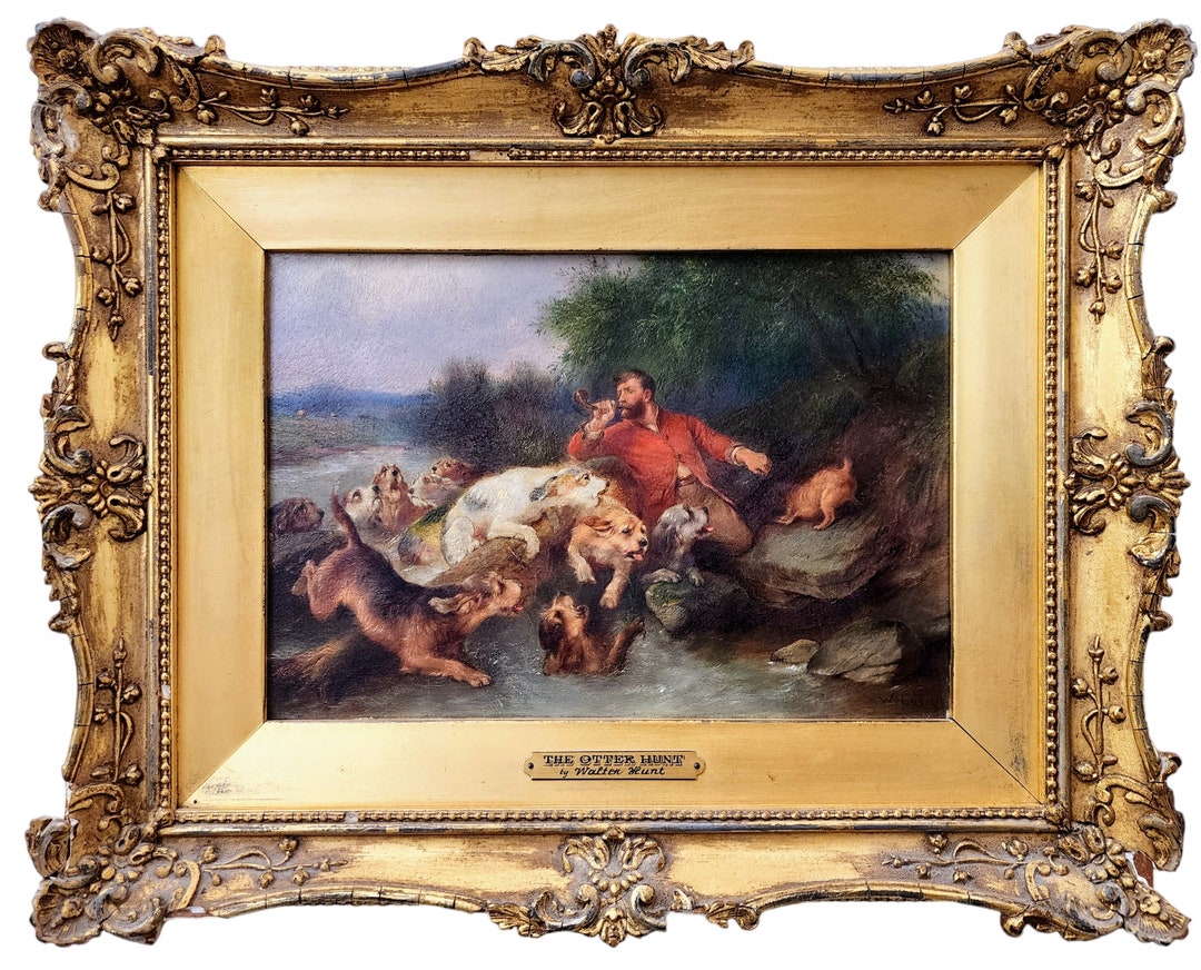 Walter Hunt, the Otter Hunt, English Hunt Scene, Early 20th Century, Framed Oil on Board ...