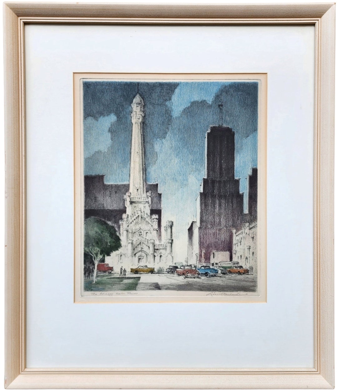 Leon Rene Pescheret, Chicago Water Tower, 1930s Etching Aquatint ...
