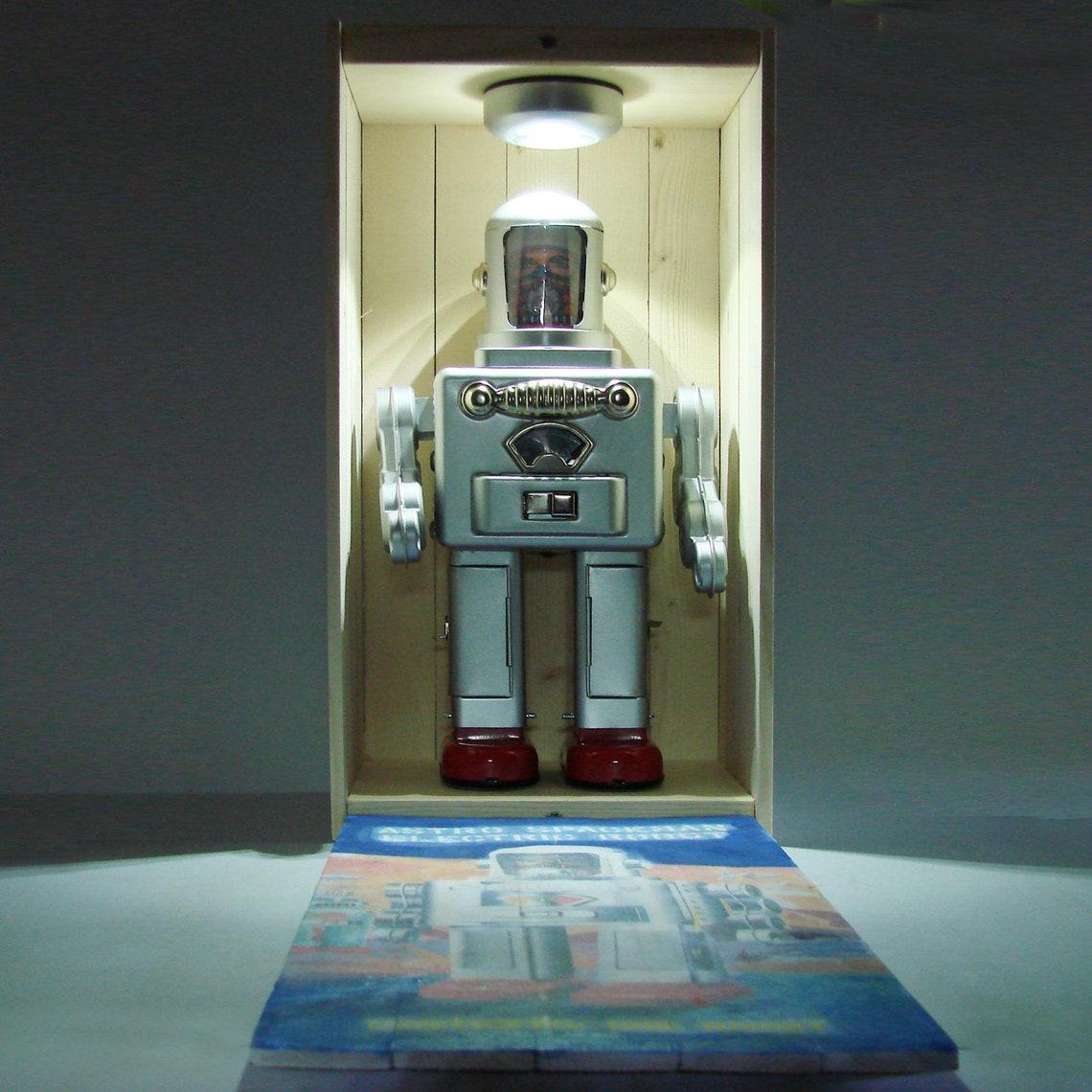 Astro Spaceman Robot in 15 Light Up Wood Display Box | Etsy