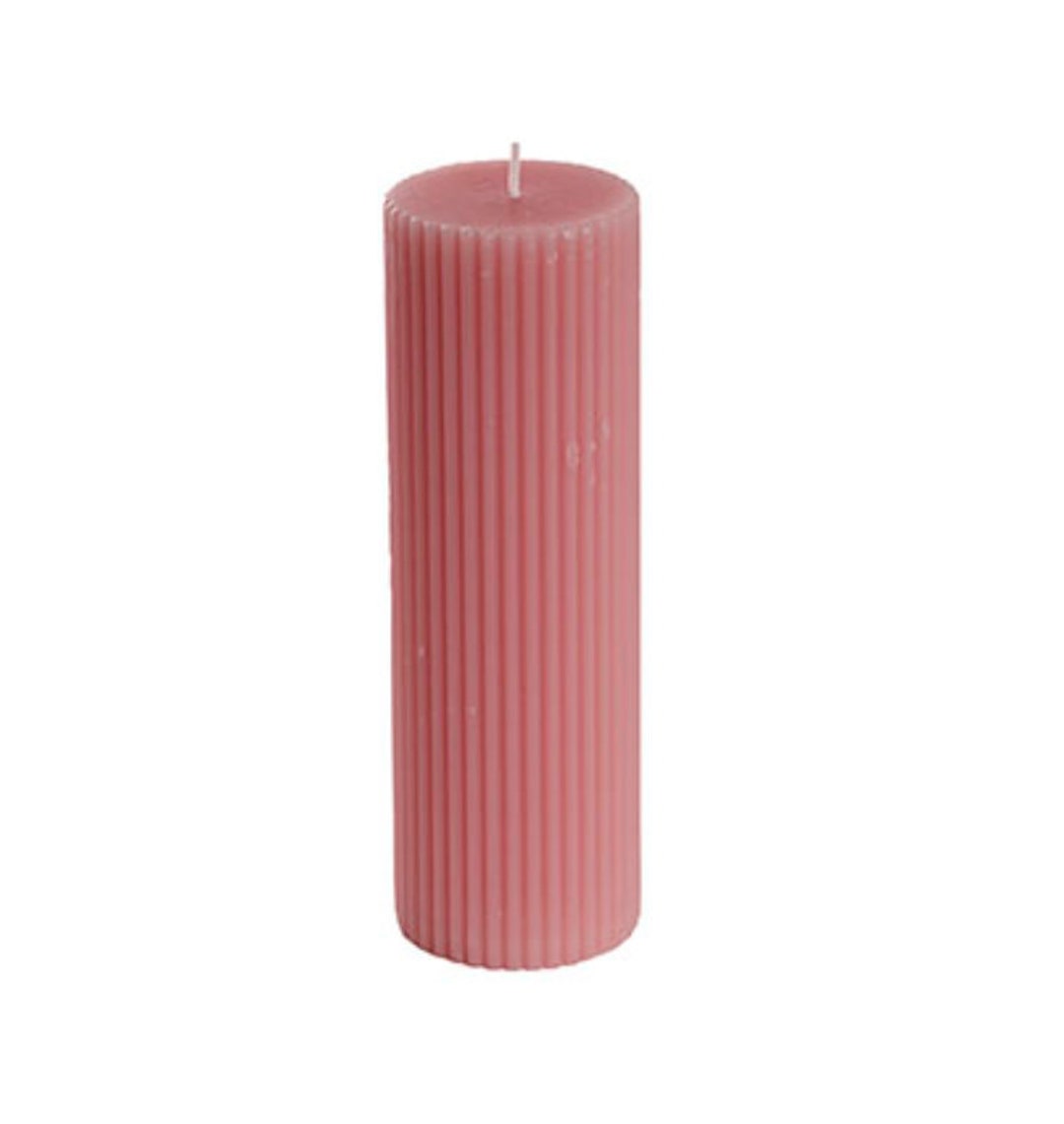 Fluted Pillar Candle Dusty Pink 5cmx15cm - Etsy